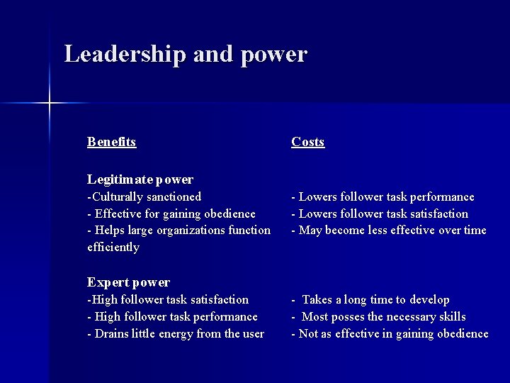 Leadership and power What is power The ability