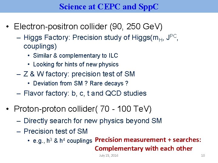 Overview of the CEPC Project Xin Chou Lou