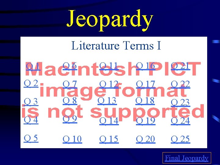 Jeopardy Literature Terms I Q 1 Q 6