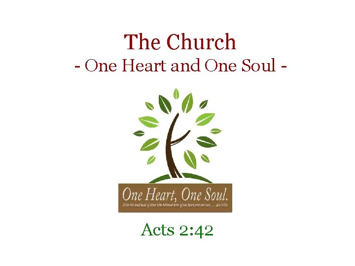 The Church One Heart and One Soul Acts