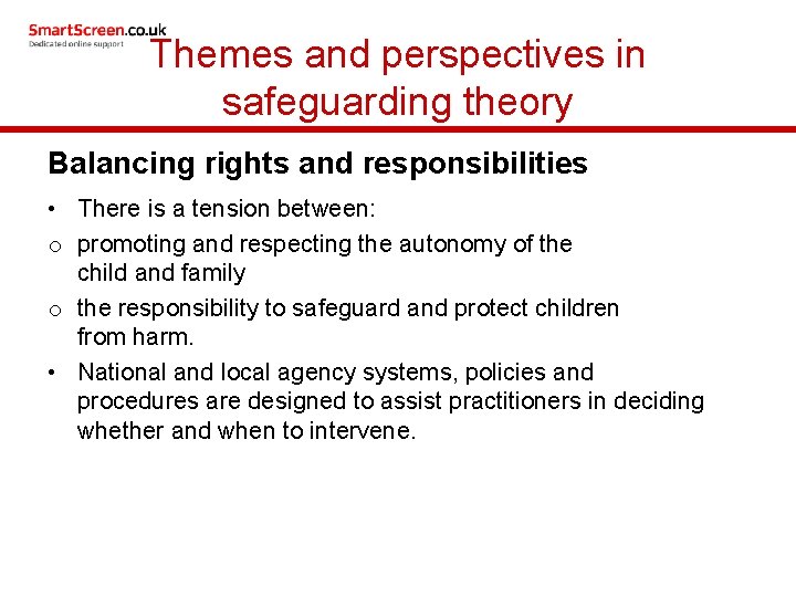 Understand safeguarding of children and young people for
