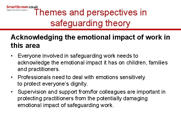 Understand safeguarding of children and young people for