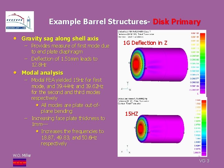 Example Barrel Structures Disk Primary FEA of Disk