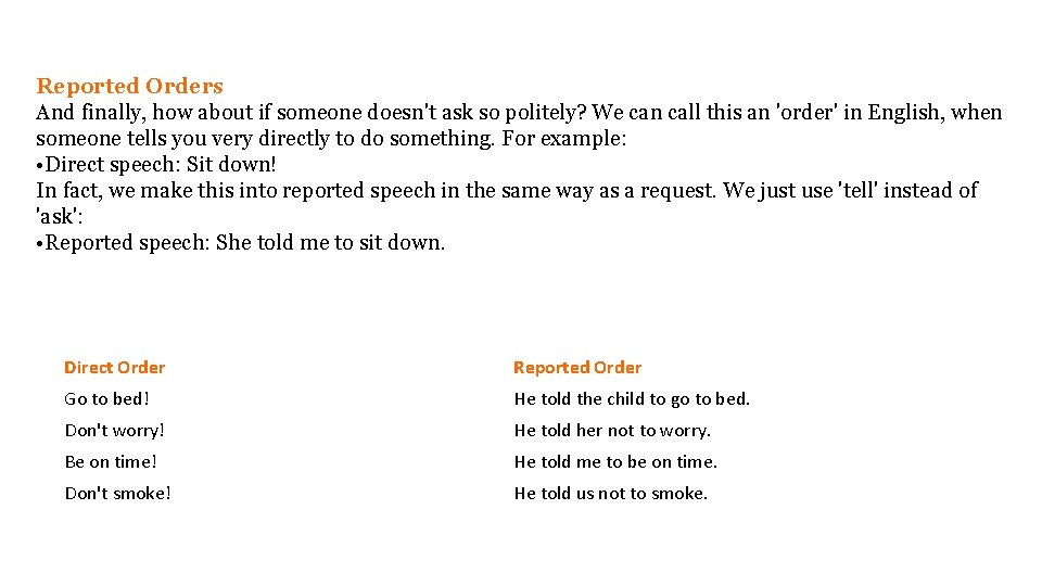 Reported speech Heres how it works We use