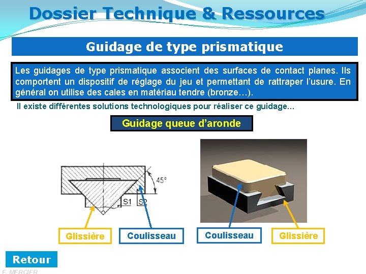 Dossier Technique Ressources Guidage en translation Le guidage