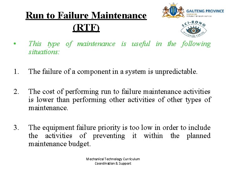 Grade 10 Types of maintenance Maintenance Definition British