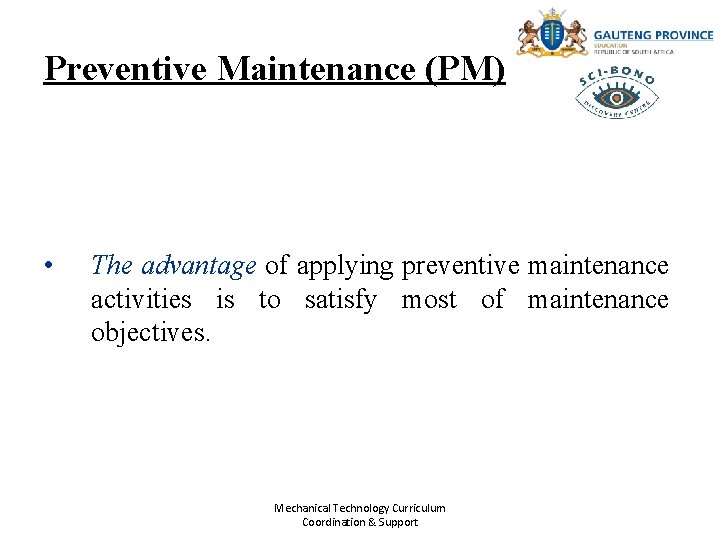 Grade 10 Types of maintenance Maintenance Definition British