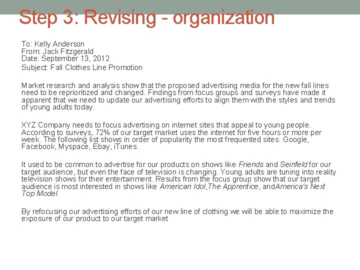 TECHNICAL WRITING September 18 2012 Today Memos Review