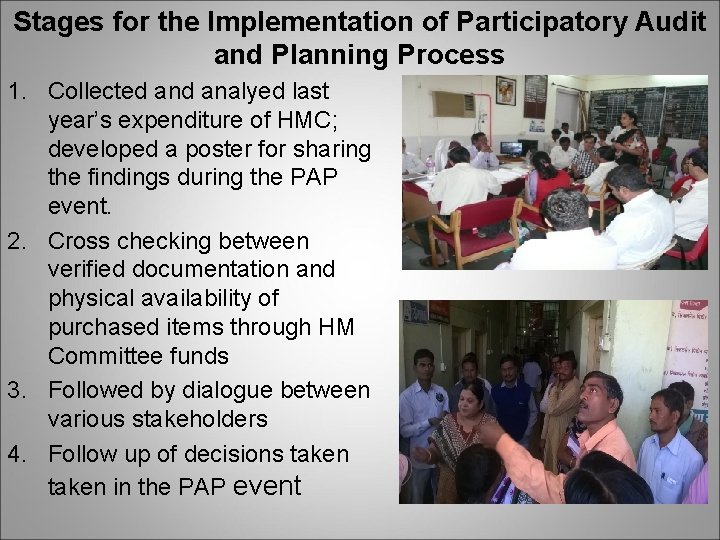Participatory Audit and Planning PAP Process A tool