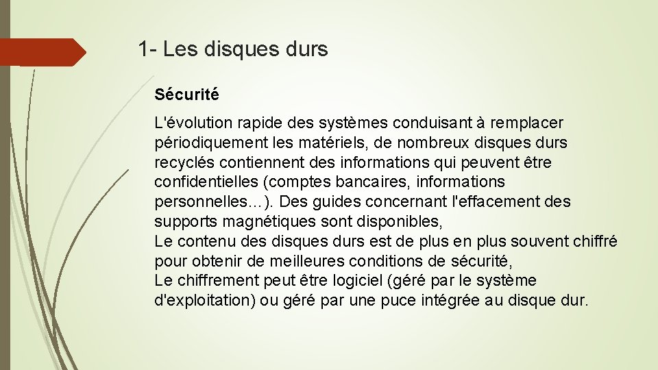 Chapitre 3 Les units de stockage Les units