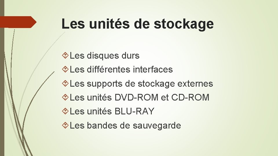 Chapitre 3 Les units de stockage Les units