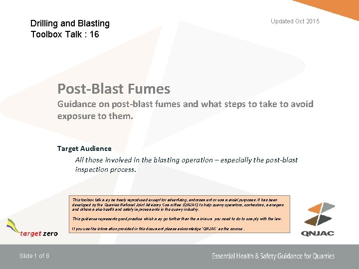 Drilling and Blasting Toolbox Talk 16 Updated Oct