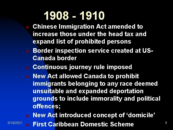 Overview of the History of Canadas Immigration Policy