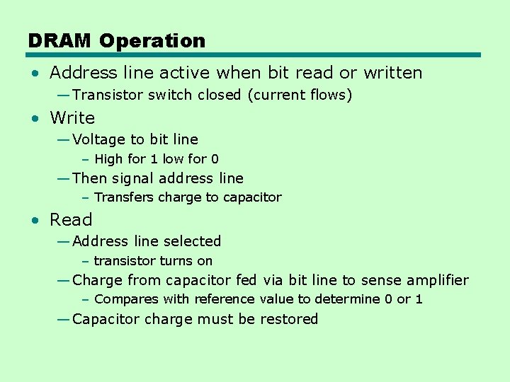 Unit 2 Chapter 5 Internal Memory Semiconductor Memory