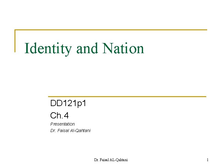 Identity and Nation DD 121 p 1 Ch