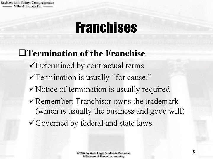 Chapter 35 Franchises and Special Business Forms Learning