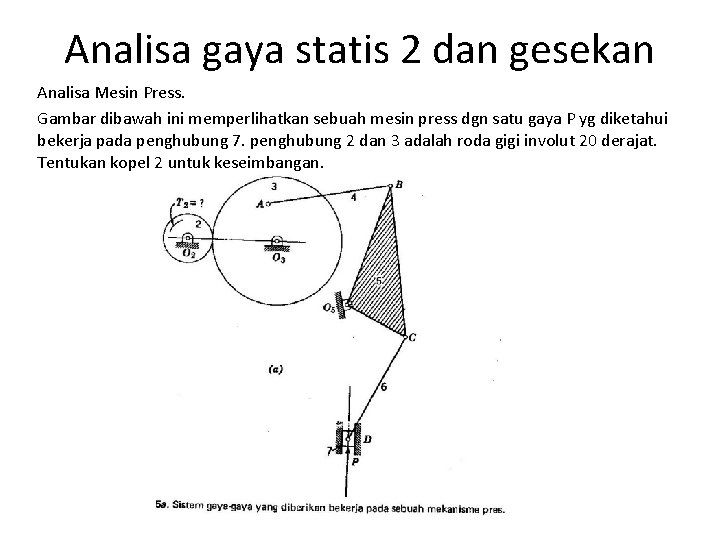 Analisa gaya statis 2 dan gesekan Analisa Mesin