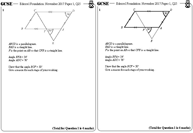 Angles Special Quadrilaterals Foundation GCSE Questions These questions