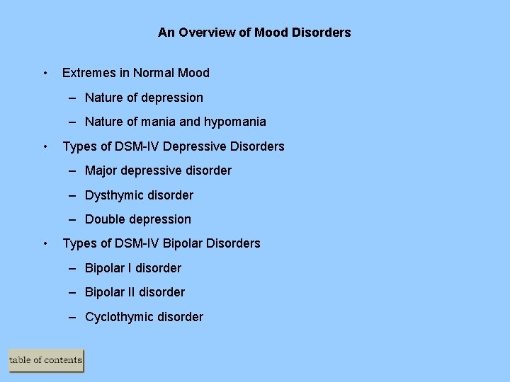 Mood Disorders and Suicide An Overview of Mood