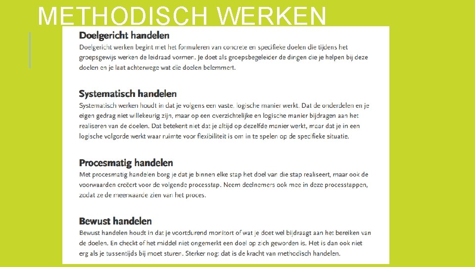 EXPRESSIEF TALENT LESWEEK 9 MODULE A Methodisch werken