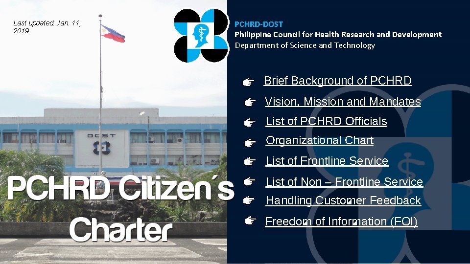 Last updated Jan 11 2019 PCHRDDOST Philippine Council