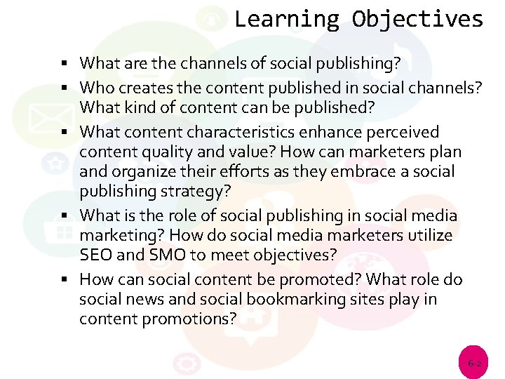 SOCIAL PUBLISHING 6 Learning Objectives What are the