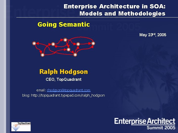 Enterprise Architecture in SOA Models and Methodologies Going