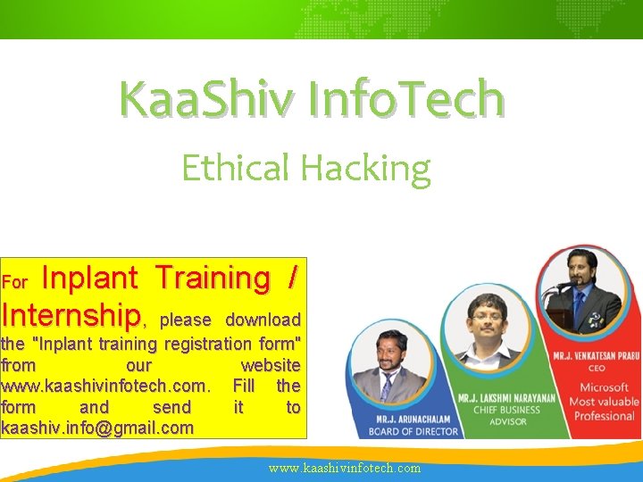 Kaa Shiv Info Tech Ethical Hacking Inplant Training