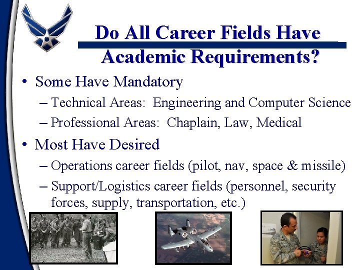 AF Officer Career Opportunities SOBs Cognitive Samples of