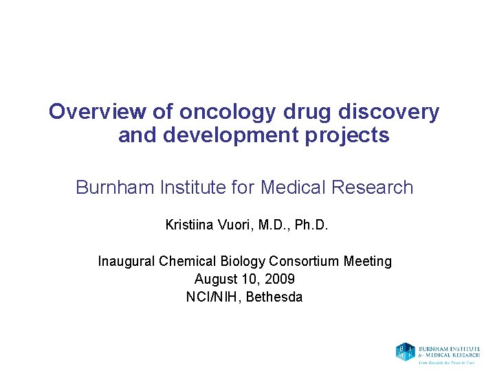 Overview of oncology drug discovery and development projects