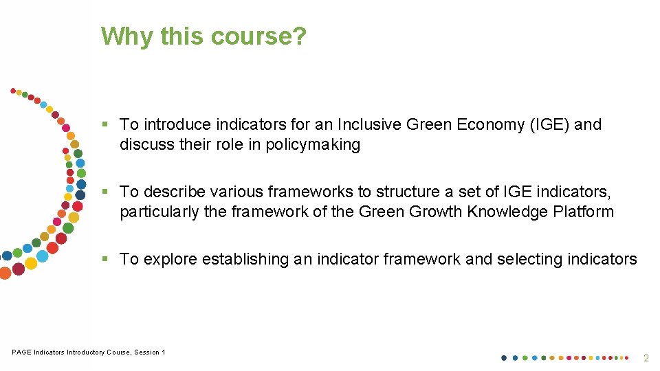 INDICATORS FOR AN INCLUSIVE GREEN ECONOMY INTRODUCTORY COURSE