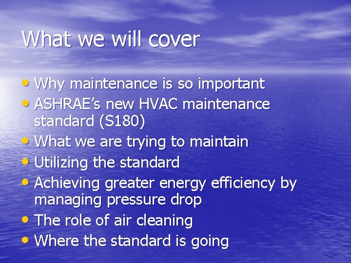 Using ASHRAE 180 To Increase Filter Sales Robert