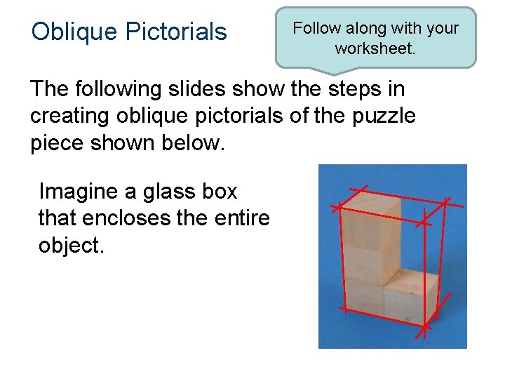 Oblique Pictorials Get out your notebooks 2 1