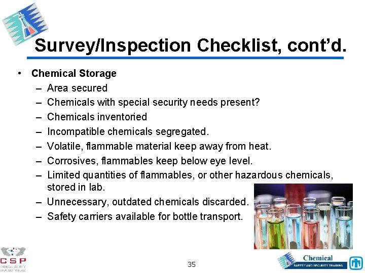 Chemical Safety and Security Program Organization and Responsibilities