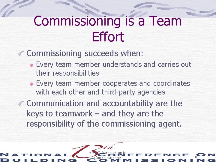 Commissioning as a Quality Assurance Solution AABC Introduction