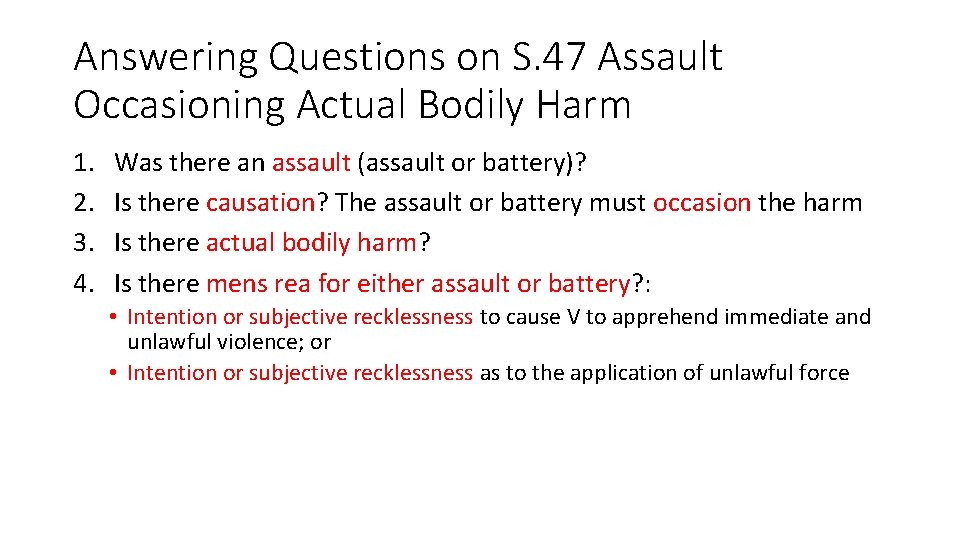 S 47 Assault Occasioning Actual Bodily Harm General