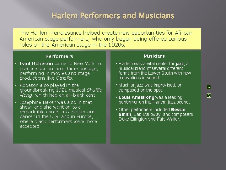 The Harlem Renaissance The Main Idea Transformations in