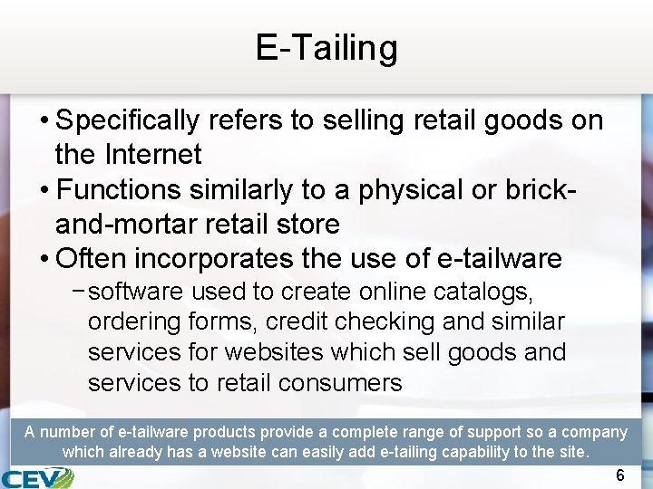 1 Objectives To identify the role of ecommerce