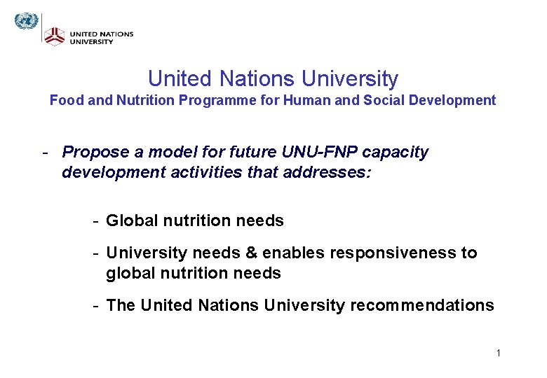 United Nations University Food and Nutrition Programme for