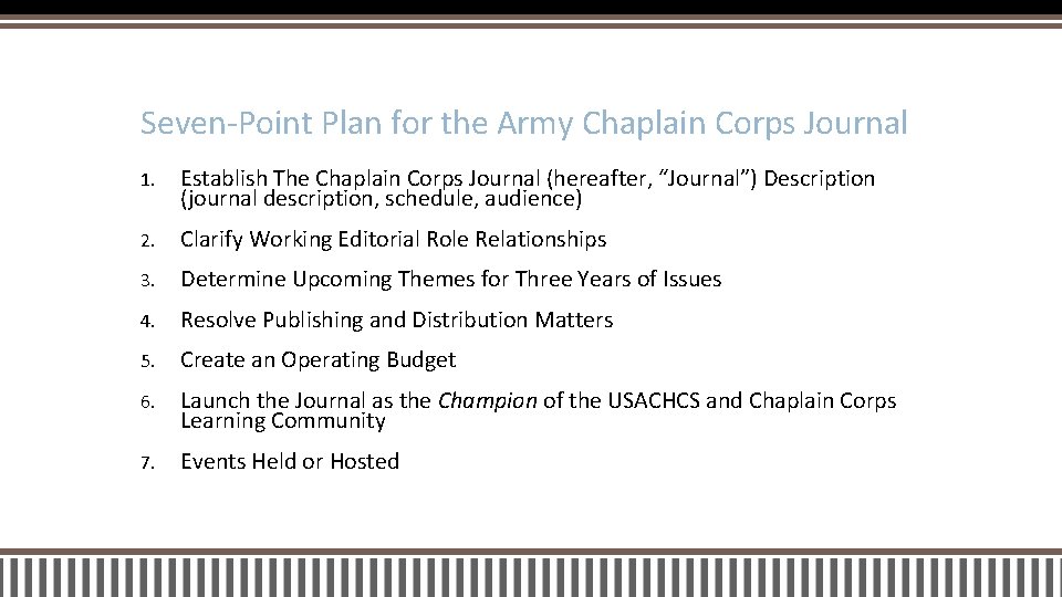 The Chaplain Corps Journal An Overview CH LTC