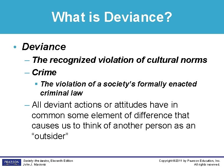 Society the basics Eleventh Edition CHAPTER 7 Deviance