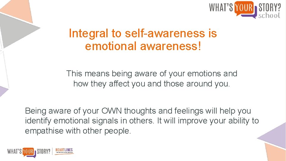 Emotional Awareness Understanding our emotions Before you put