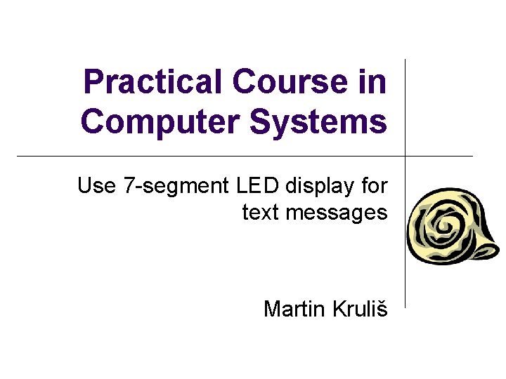 Practical Course in Computer Systems Use 7 segment