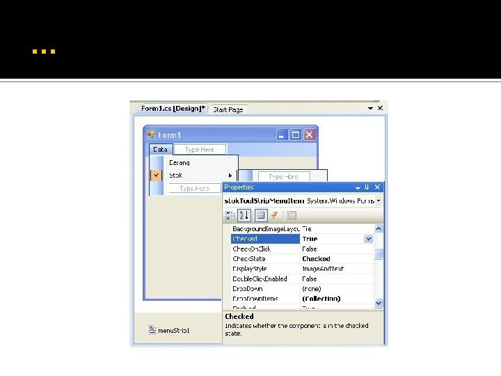 Pemrograman Visual DESAIN KONTROL MENUBAR TOOLBAR STATUSBAR DAN