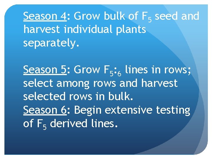 Single Seed Descent and the Doubled Haploid Method
