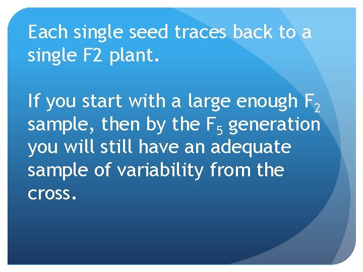 Single Seed Descent and the Doubled Haploid Method