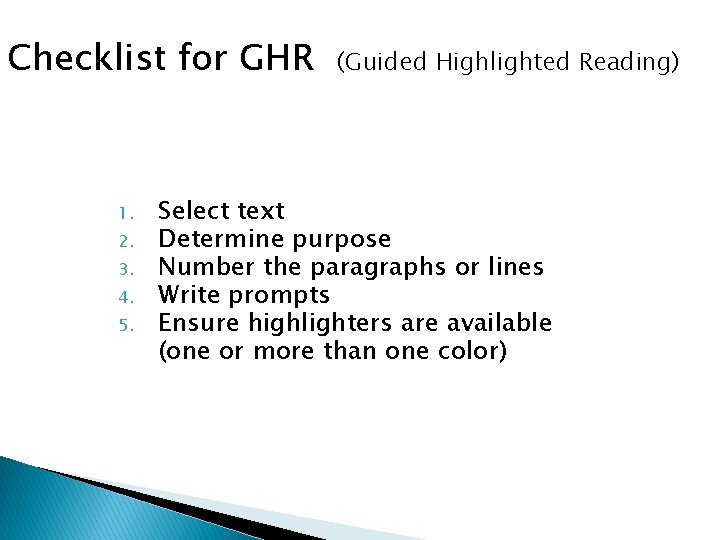 Guided Highlighted Reading Strategy What is it From
