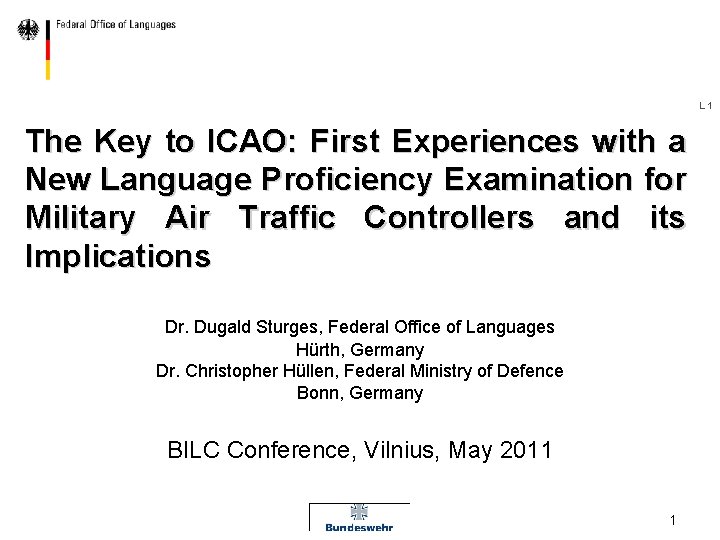 L 1 The Key to ICAO First Experiences