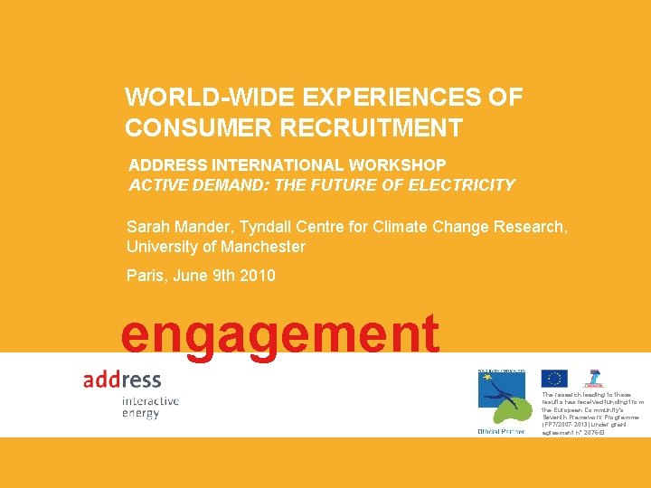 WORLDWIDE EXPERIENCES OF CONSUMER RECRUITMENT ADDRESS INTERNATIONAL ...