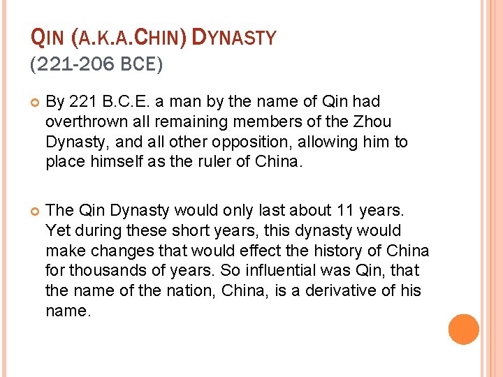 CHINA OVERVIEW A BRIEF HISTORY OF CHINESE DYNASTIES